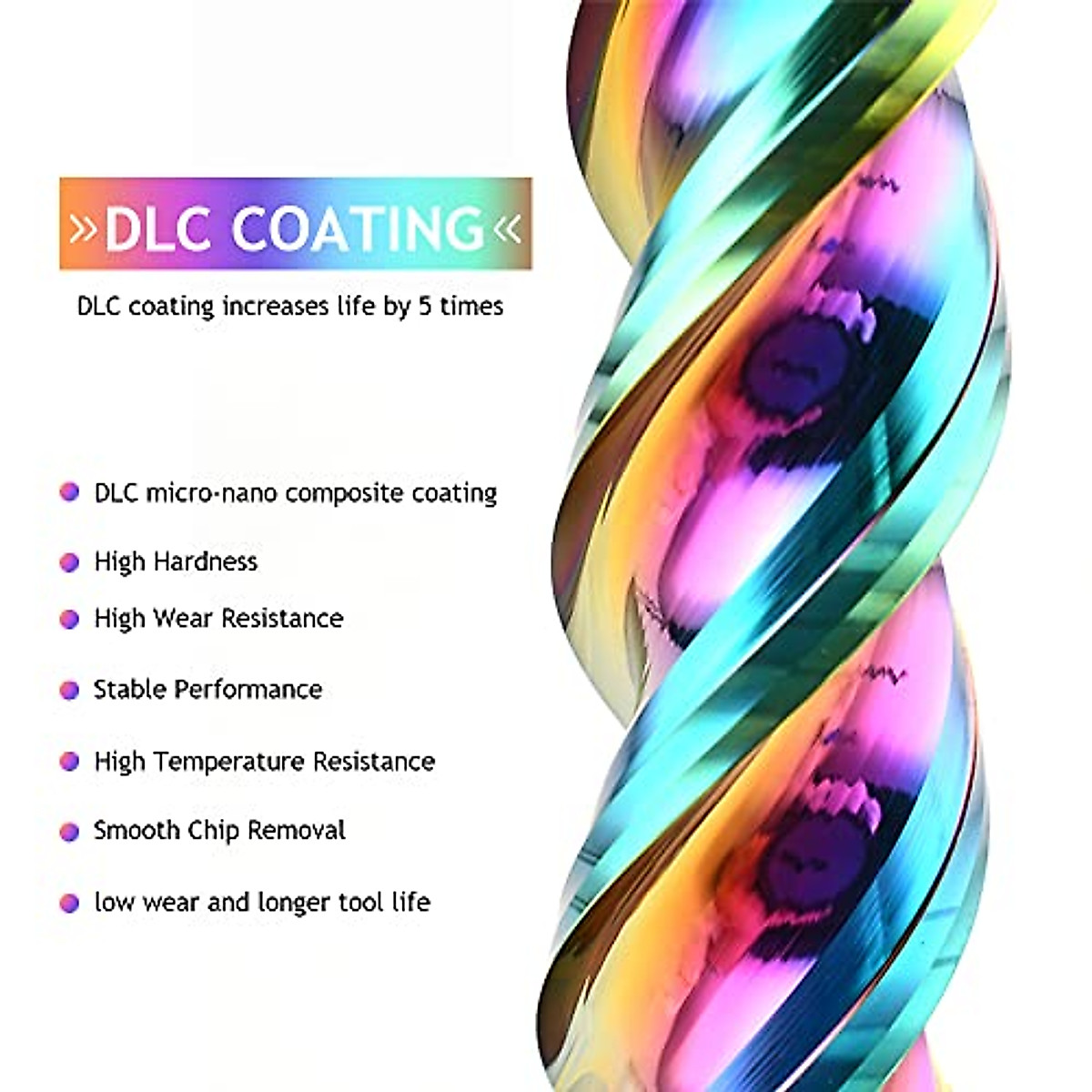 1/8" Carbide Square End Mill for Aluminum Copper Applications, 3-Flute,1/8" Cutting Diameter,1/8" Shank,DLC Coating, CNC Router Bits, End Mill Bits, U-Type Design, 10-Pack (3.175 * 3.175 * 15mm)