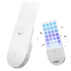 Pesteaze Indoor Plug-in Mosquito Killer, Flying Insect Trap for Flies, Fruit Flies, Moths & Gnats, with Adjustable Brightness UV Attractant Catcher & Night Light, 1 Device + 10 Glue Card Refills