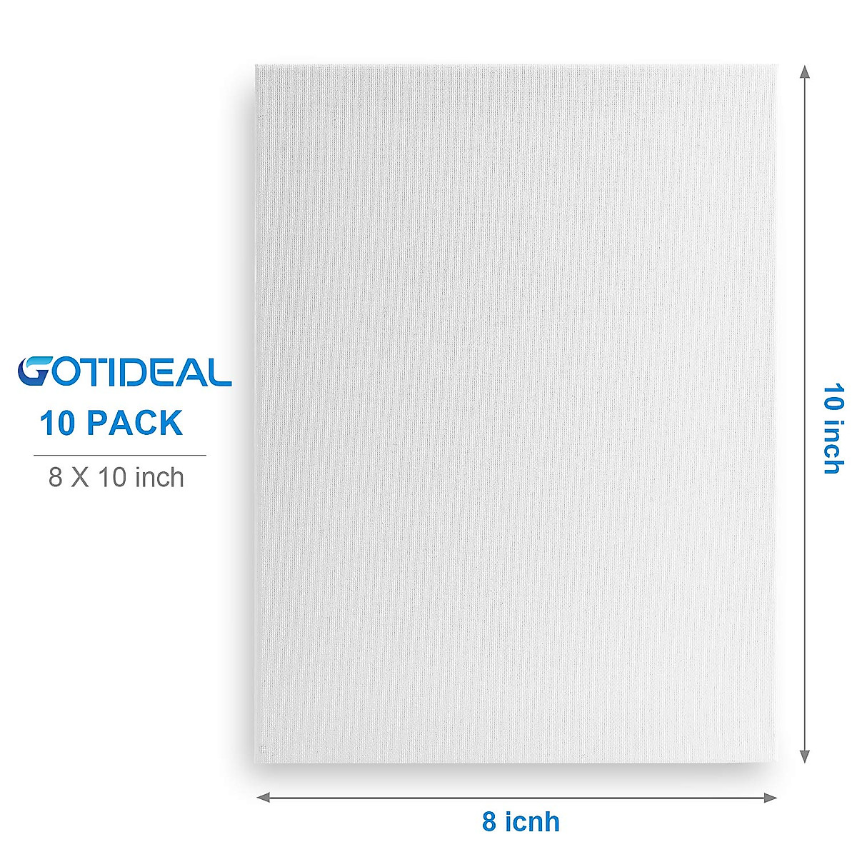 GOTIDEAL Stretched Canvas, 8x10" Inch Set of 10, Primed White - 100% Cotton Artist Canvas Boards for Painting, Acrylic Pouring, Oil Paint Dry & Wet Art Media