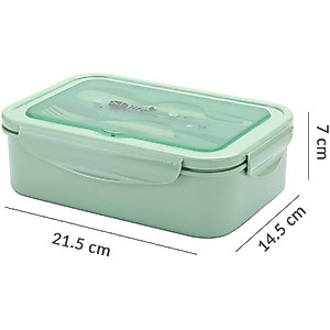 Bento Box, Lunch Box for Kids Adults, 3 Compartment Bento Lunch container, Food Storage Container Boxes, BPA Free On-the-Go Meal Prep Containers, Microwave/Dishwasher/Freezer Safe (Green)