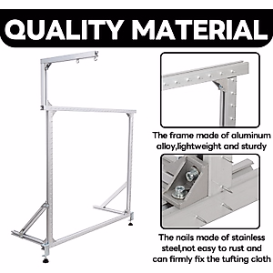 tonchean Tufting Frame for Rug Making 35.5x35.5 Inch Metal Rug Tufting Kit Tufting Supplies Carpet Making Kit Tufting Cloth Stand for Rug Making