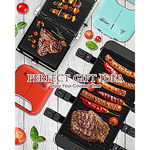 Omaiga Sandwich Maker 3 in 1, Waffle Maker, 750W Electric Panini Press Grill with Non-stick Removable Plates, Sandwich Press with LED Indicator Lights, Anti-Skid Feet, Portable Handle