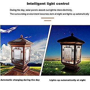 HSCW Solar Waterproof Landscape Lightins Modern Aluminium Die-Casting Pillar Lamp Outdoor Main Gate Stigma Lighting Column Headlights Home Garden Solar Lights Outdoor Wall Lights Lights 3