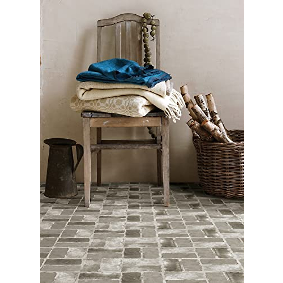 FloorPops Harvard Brick Grey Peel & Stick Floor Tiles