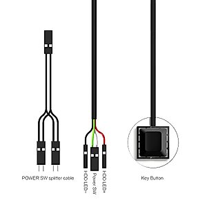 DKE Desktop Computer Power Switch Power Supply Control Adapter Cable 2M External PC Power Button ATX Desktop Computer Case Motherboard Switch On Off Power SW Cables, Black