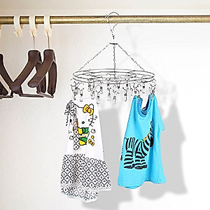 Amagoing Herb Hanging Drying Rack Laundry Drip Hanger with 20 Clips and 10 Replacement for Drying Socks, Baby Clothes, Bras, Towel, Underwear, Hat, Scarf, Pants, Gloves