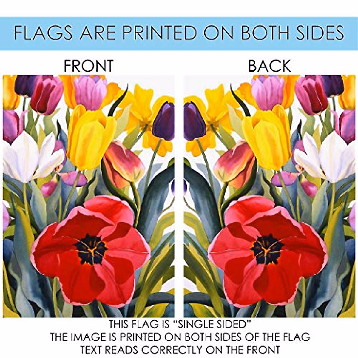 Toland Home Garden 109601 Tulip Spring Garden Flag, 28" x40", Double Sided for Outdoor Summer House Yard Decoration