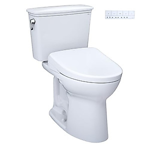 TOTO Drake Transitional WASHLET+ Two-Piece Elongated 1.28 GPF TORNADO FLUSH Toilet with S7A Contemporary Bidet Seat, Cotton White - MW7864736CEG#01
