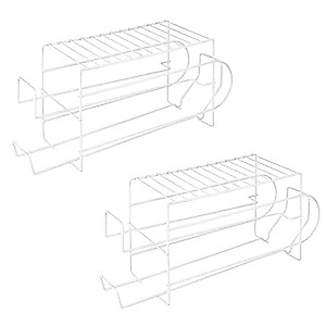 mDesign 2-Tier Metal Wire Standing Pop/Soda and Food Can Dispenser Storage Rack Organizer with Top Shelf for Kitchen Pantry, Countertop, Cabinet - Holds 12 Cans - 2 Pack - White