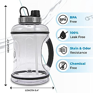 DR.HYDRO 1 Gallon Water Bottle with Straw - Large Water Bottle | BPA free Sports Water bottle | Big Water Bottle with Silicone Handle | Leak Proof Gym Water Jug Lid For Fitness Gym Goals