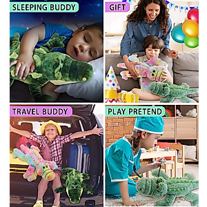 DolliBu Plush Alligator Stuffed Toys - Soft Huggable Alligator Plush Kit, Adorable Creature Plush Toys, Super Soft Plush Doll Wildlife Toys for Kids and Adults - 3 Pack