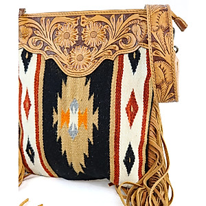 American Darling Aztec And Fringe Crossbody In Black ADBG298G