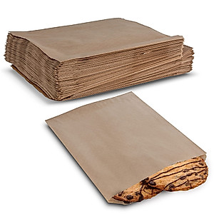 MT Products Brown Cookie Bags 6.5" x 8" - Disposable Grease Resistant Bakery Paper Bags - Pack of 100