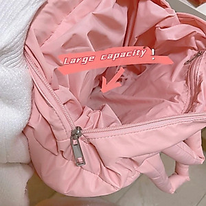 Women Space Cotton Purse and Handbag Casual Ladies Shoulder Bags Fashion Puffy Tote bag (pink)