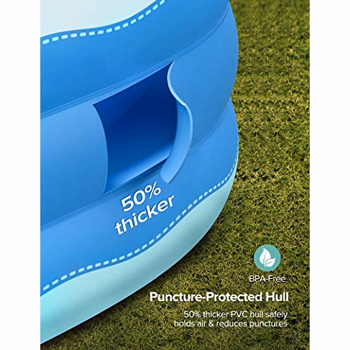 Inflatable Swimming Pool, Family Swimming Pool Rectangular for Adults, Family, Above Ground, Backyard, Outdoor, Garden, Lawn, 118 x 72.5 x 20 in, Blue (SF099)