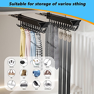 RAJYQODIS Broom And Mop Organizer/storage, Multifunctional Pull Out Broom Holder With Double Row Sliding Hook, Expandable Broom Hanger Suitable For Various Scenarios (Size : 51cm/20.0inch)