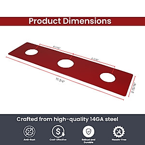 Waterline 3 Hole Escutcheon Deck Repair Plate for Kitchen or Bathroom Faucets - Universal Fit, 12 Inches, 14GA Steel | Sink Cover Baseplate Reinforces Counters and Provides Stable Faucet Maintenance