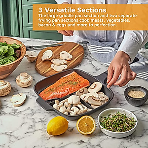 Jean Patrique Lazy Pan for Breakfast Egg Poacher Frying Pan with Multi Sections Griddle Non Stick Pans for Gas, Electric, Induction & Oven Lighter Than Cast Iron