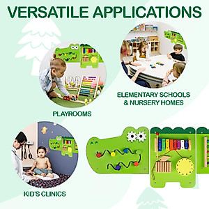 Monläurd® Crocodile Montessori Busy Board,Sensory Board,Educational Toys,Activity Cube,Wall Toys,Daycare Furniture,Playroom Furniture,Interactive Toys,Wooden Toys,Learning Toys,Boys and Girls 6 M+