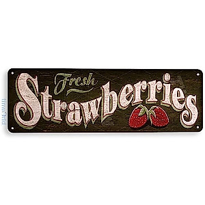Tinworld Tin Sign Fresh Strawberries Rustic Garden Metal Sign Decor Kitchen Cottage Farm A872