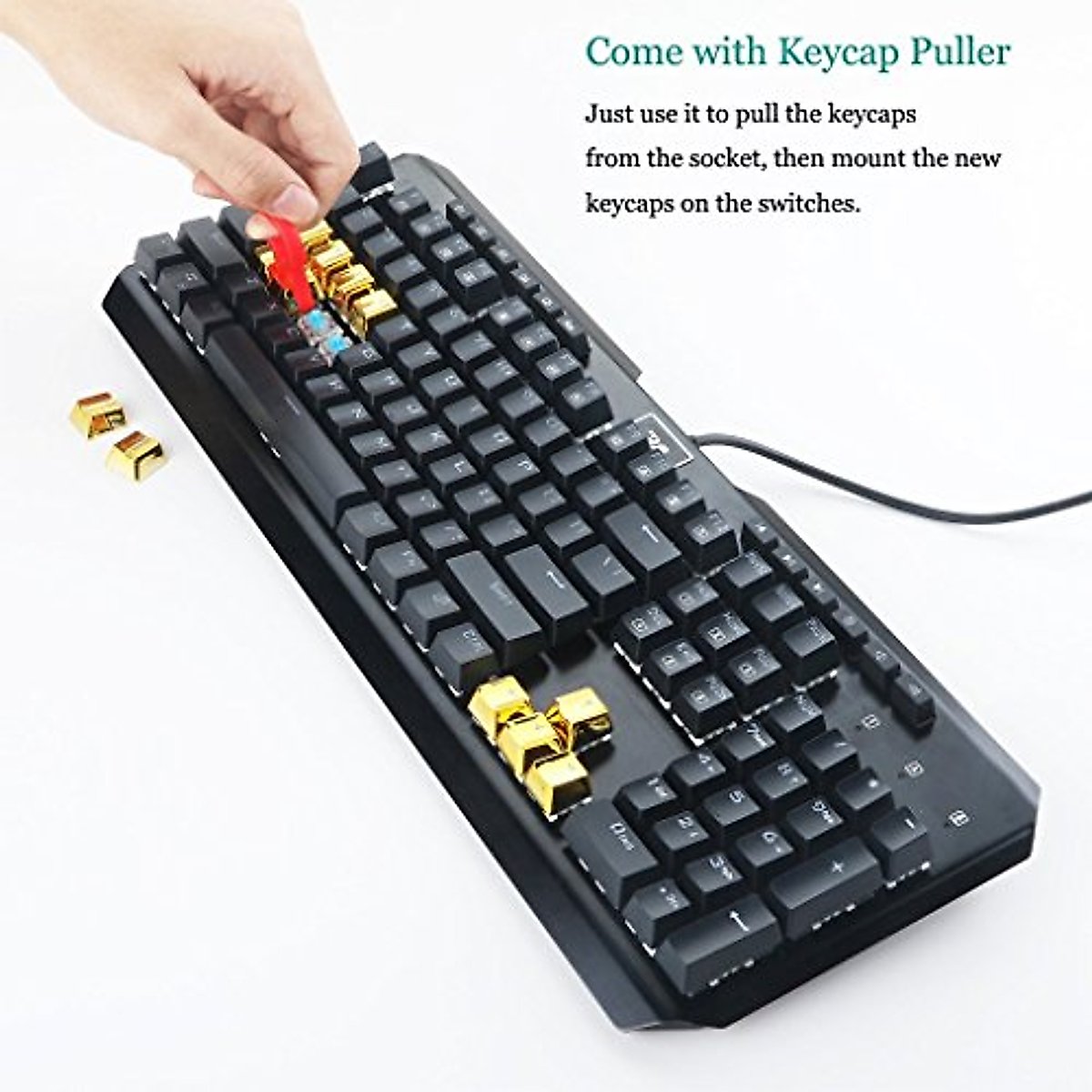 E-Element Keycaps Doubleshot 12Key caps with White infill Translucidus Keycap Puller Backlit Key caps for Mechanical Gaming Keyboards Gold Color