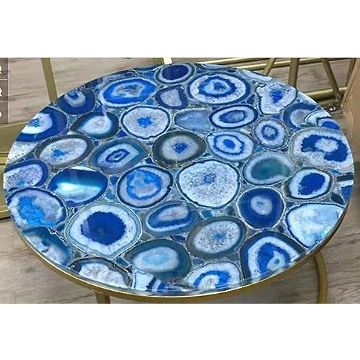 54 x 54 Inches Black Agate Stone Resin Art Living Room Table with Luxurious Look Round Shape Marble Dining Table Top