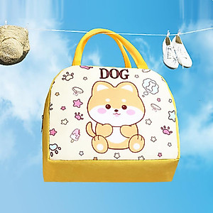 MININAI Cute Aesthetic Lunch Bag Kawaii Cartoon Lunch Box Insulated Lunch Bag Reusable Tote Bag for Work Picnic Travel (Purple,One Size)