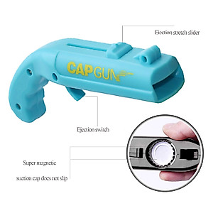 Cap Gun Bottle Opener,Funny Launcher Shooter Bottle Opener for Creative Game,Family Party,Bar ,Outdoor Barbecue,Plastic (Red&Black&Gray)