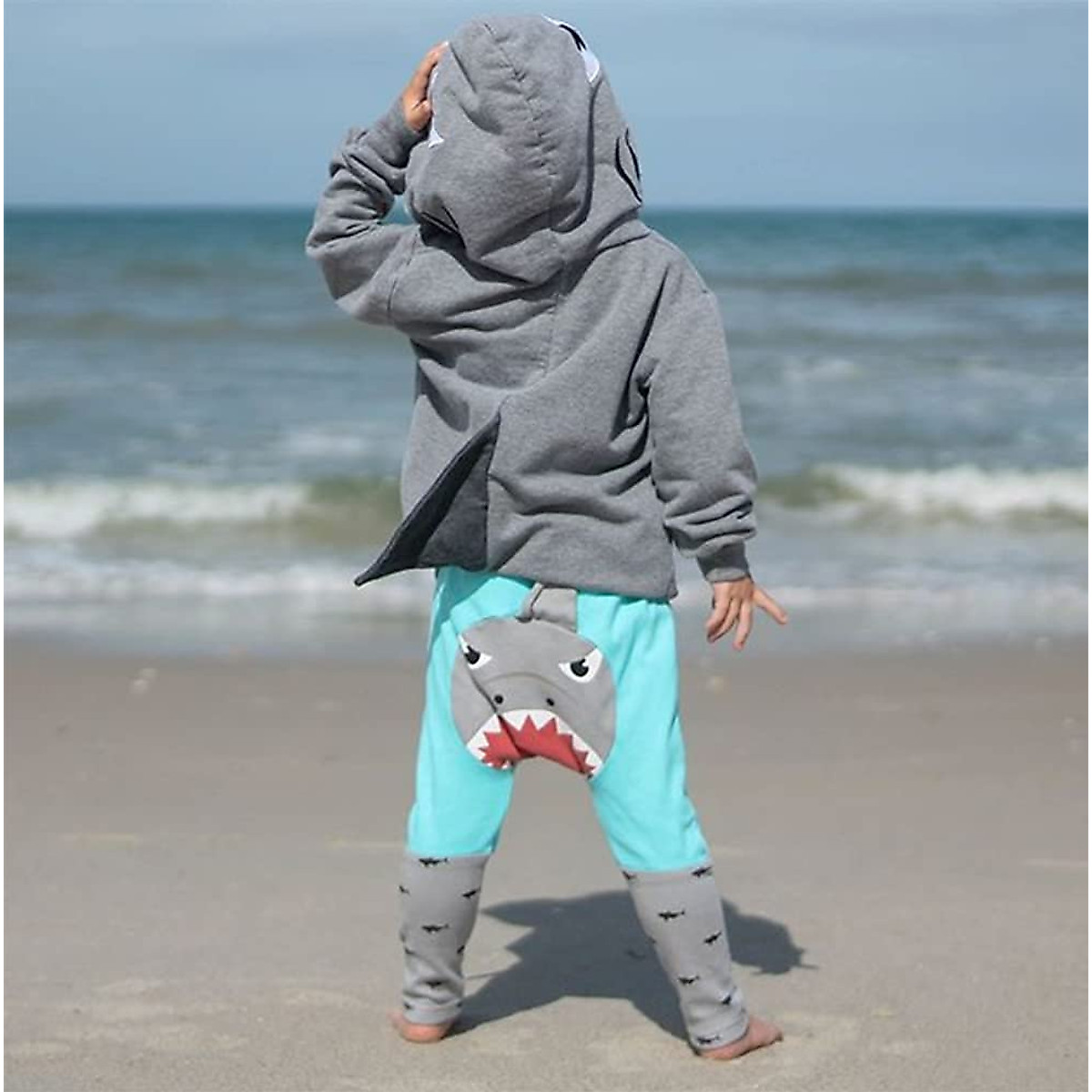 Urkutoba Unisex Baby Autumn Winter Shark Hooded Sweatshirt Infant Boys Girls Hoodies with Kangaroo Muff Pockets& Shark Fin (Gray, 2-3 Years)