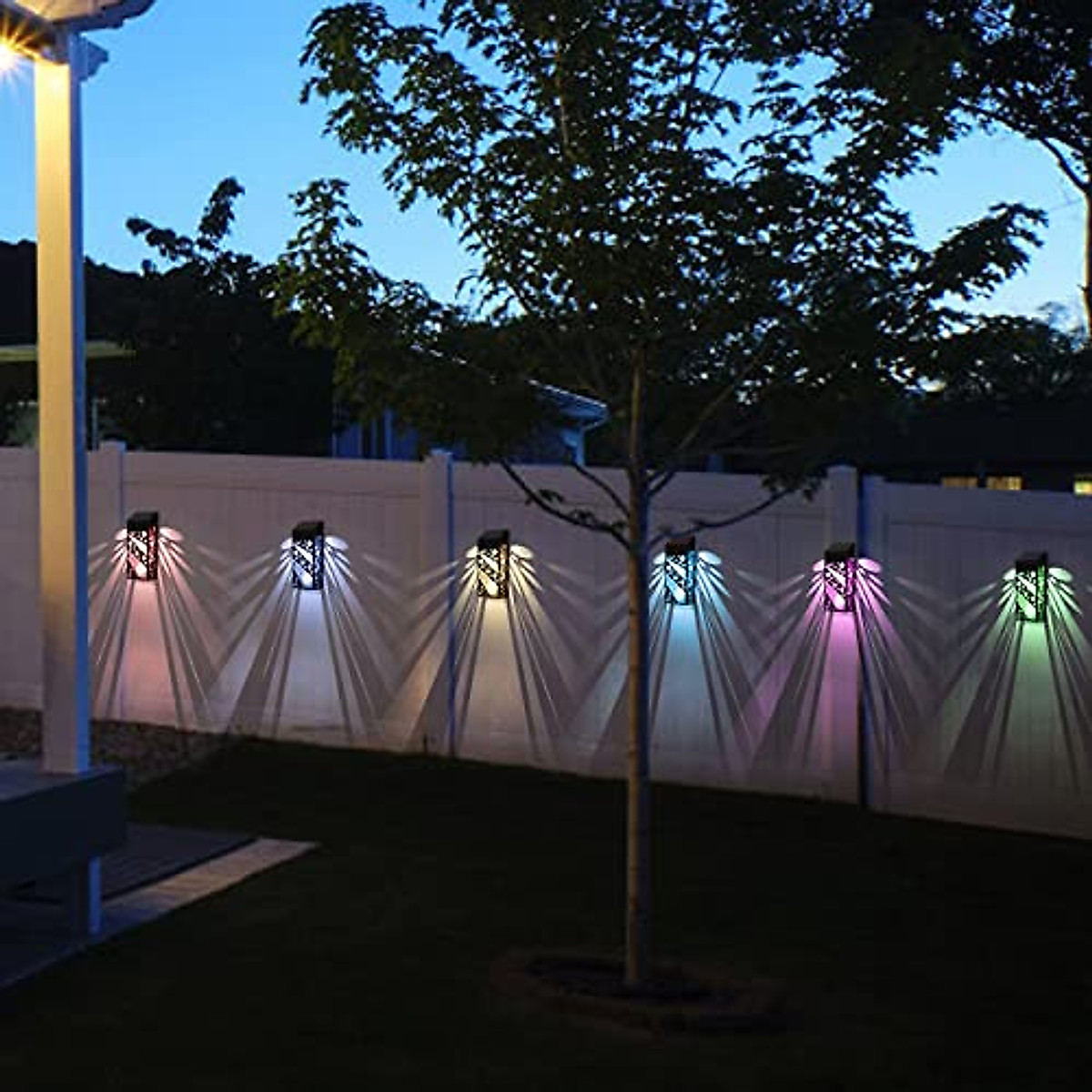 Anordsem Solar Fence Lights, 6 Pack Outdoor Waterproof Solar Wall Lights Solar Deck Lights for Fence, Deck, Step, Patio, Yard, Pathway and Garden