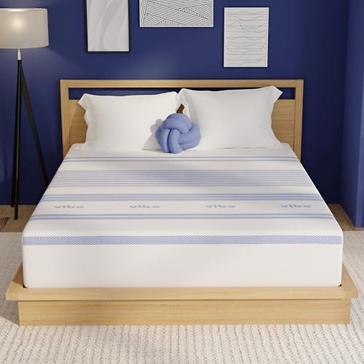 Vibe Gel Memory Foam Mattress, Fiberglass Free, 12-Inch CertiPUR-US Certified Bed-in-a-Box, California King, White