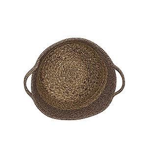 Household Essentials Woven Cotton Rope and Hyacinth Basket | 2 Tone, Tan and Brown