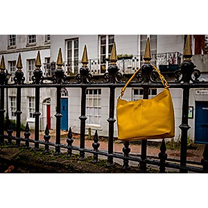 LiaTalia Womens Genuine Italian Leather Medium Size Shoulder Hobo Bag - Adjustable Long Strap Handbag - EMMY [Olive Green]