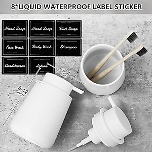 MIERTING Foaming Soap Dispenser, 2 Pack White Foam Hand Soap Dispenser for Bathroom & Kitchen, 12 Oz Modern Ceramic Hand and Dish Foaming Pump Bottle, Refillable Lotion Liquid Foam Pump Dispensers