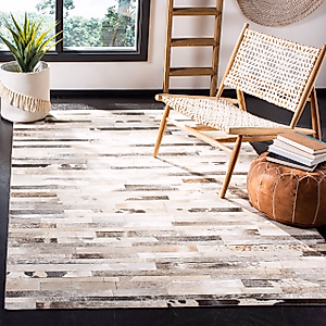 SAFAVIEH Studio Leather Collection 9' x 12' Grey/Ivory STL218A Handmade Mid-Century Modern Living Room Dining Bedroom Area Rug