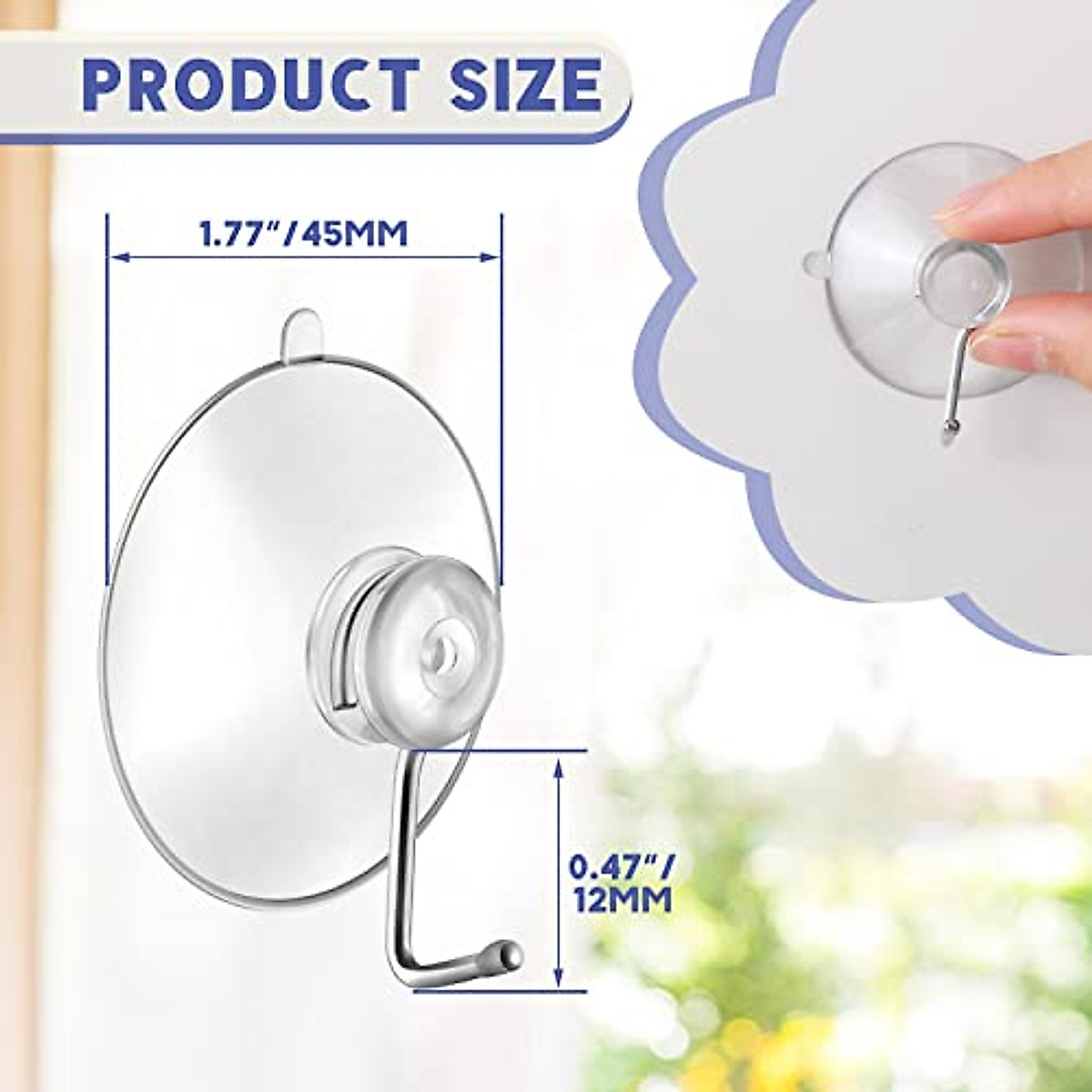 240 Pcs Suction Cup Hooks Bulk 1.8 Inch Hanger Clear PVC Suction Cups with Metal Hooks Window Suction Cups with Hooks Small Shower Suction Hook Removable Window Hook Glass Wall Hangers