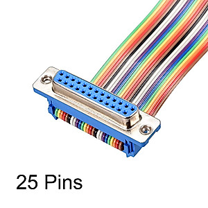 uxcell IDC Rainbow Wire Flat Ribbon Cable DB25 Female to DB25 Female Connector 2.54mm Pitch 19.7inch Length
