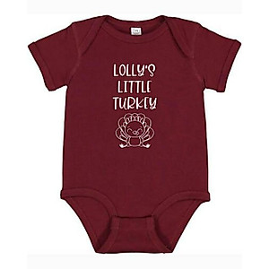 Lolly's Little Turkey Color Infant Bodysuit, Fall Baby Shower Newborn Gift, Pregnancy Reveal Onesie Present, Thanksgiving, Unisex (6M, Short Sleeve, Yellow)