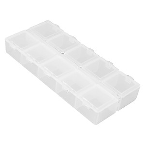 Plastic Jewelry , Grid Box White Plastic 10 Compartment Storage Container for Jewelry Earrings Nails Tool