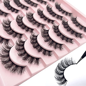 Russian Strip Lashes Yasnai DD Curl False Eyelashes Fluffy Wispy Faux Mink Lashes Natural Eye Lashes 14 Pairs Pack