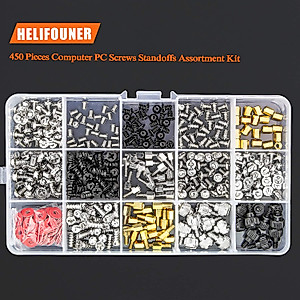 HELIFOUNER 450 Pieces Computer Standoffs Spacer Screws Assortment Kit for Hard Drive Computer Case Motherboard Fan Power Graphics