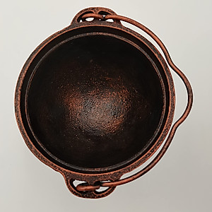 YIMIFLA Incense Burner Holder with Lid and Handle Cast Iron Cauldron 4.9" Frankincense Resin Charcoal Incense Burner Great for Yoga, Spa Aromatherapy, Smudging, Ritual & Blessings (Red Bronze)