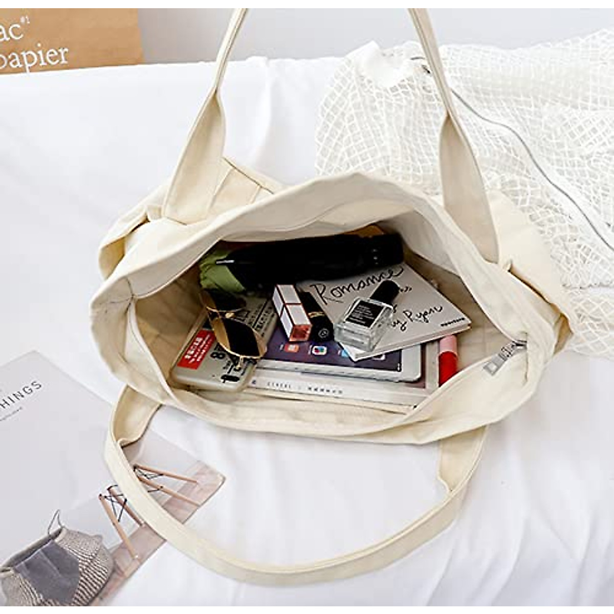 Women Canvas Tote Bag Hobo Casual Shoulder Purse Large Capacity Messenger Handbags