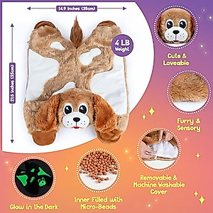 SNUGSHINE Glow in The Dark Weighted Lap Pad, Weighted Hugging Stuffed Animal, Sensory Products Calming, Weighted Lap Animal 4 Lbs, Weighted Lap Pad for Kids