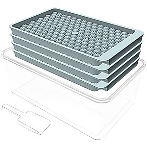 Miaowoof Mini Ice Cube Trays, Easy Release 0.6in Small Ice Maker for Freezer, 160x4 PCS Ice Ball Mold with Bin & Ice Scoop, Tiny Ice Cube Tray Crushed Ice for Chilling Drinks Coffee Juice Cocktail