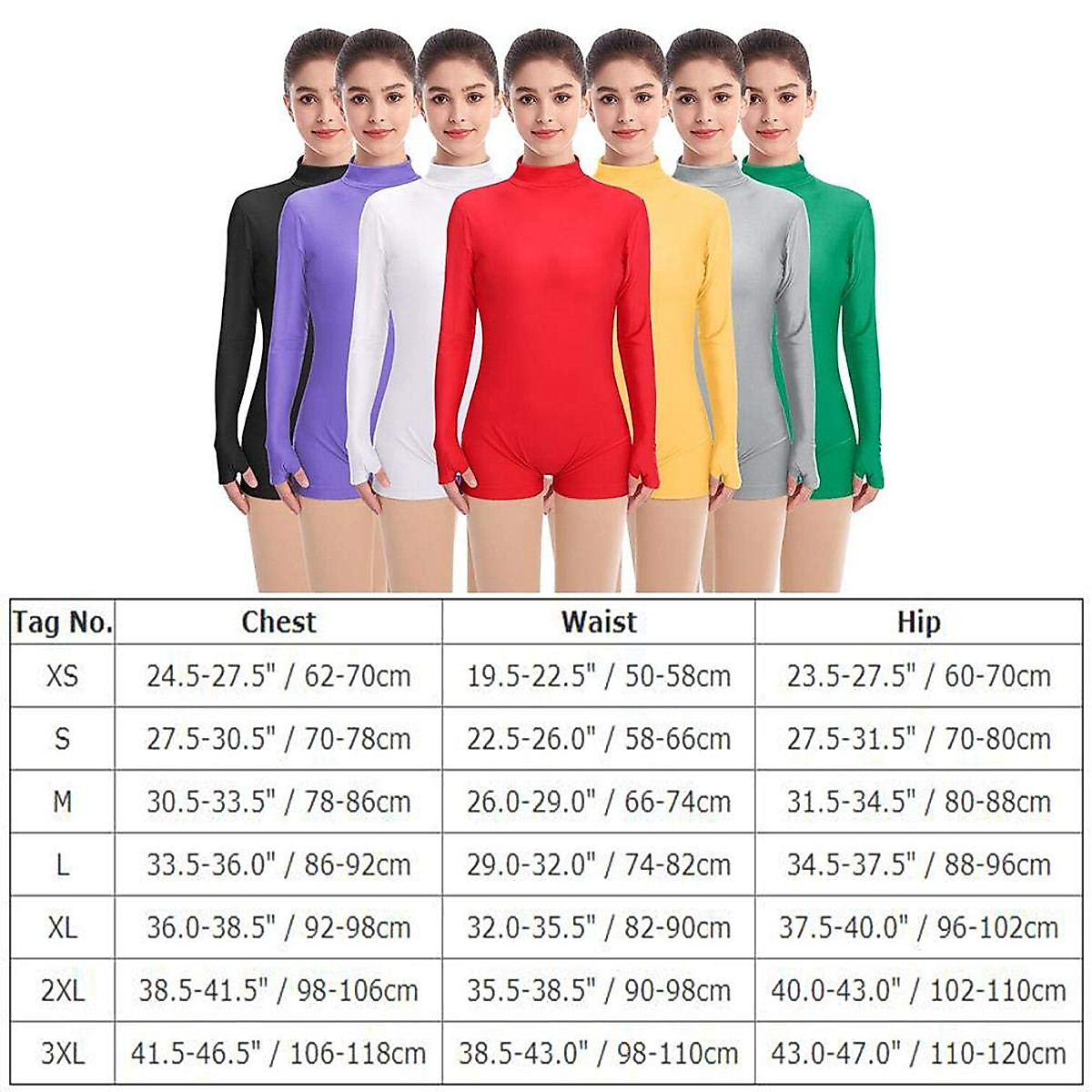 IMEKIS Women Turtleneck Leotard Ballet Dance Gymnastic Bodysuit Boyshorts Adult Spandex One Piece Long Sleeve Dancewear Biketard Unitard Shorts Training Sports Athletic Costume Activewear Red Medium