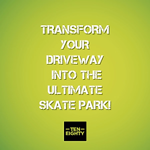 Ten-Eighty Skatepark Set with 40" Grind Rail, 3 Ramps, and Tabletop, Black