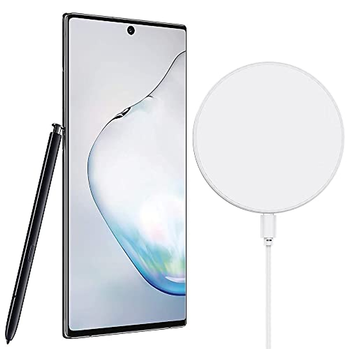 Samsung Galaxy Note 10 (256GB, 8GB) 6.3" AMOLED, IP68 Water Resistant, Snapdragon 855, 4G LTE Fully Unlocked (T-Mobile, Verizon, Global) N970U (w/Wireless Charging Pad, Aura Black) (Renewed)