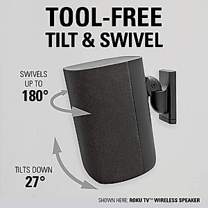 Sanus Universal Speaker Wall Mount for Small Speakers Compatible with Bose, Harmon Kardon, JBL, KEF, Klipsch, Roku, Polk, Sony & Others - Pair