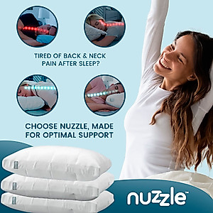 Nuzzle AS-SEEN-ON-TV Bed Pillow for Sleeping - Ultra Cool and Comfortable - Two Adjustable Inner Layers for Comforting Support - Perfect for Side, Back, and Stomach Sleepers - 100% Machine Washable